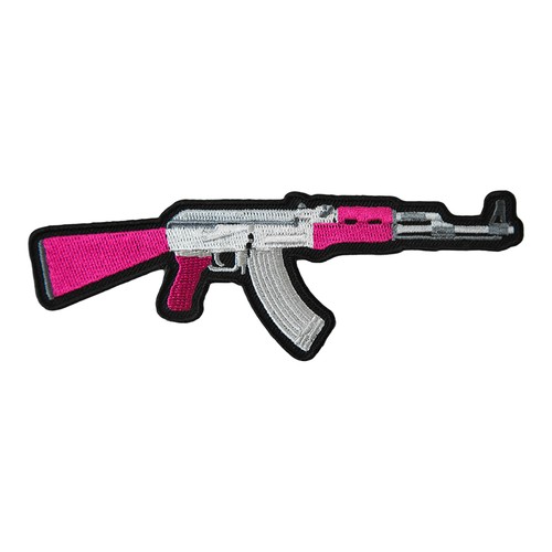 Pink & Silver Assault Rifle Embroidered Patch, Gun Patches | eBay