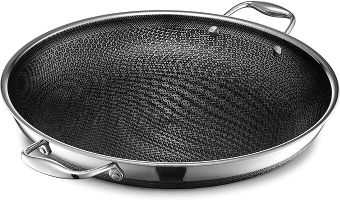 HexClad Hybrid Nonstick 14-Inch Frying Pan with Steel Lid, Great for ...