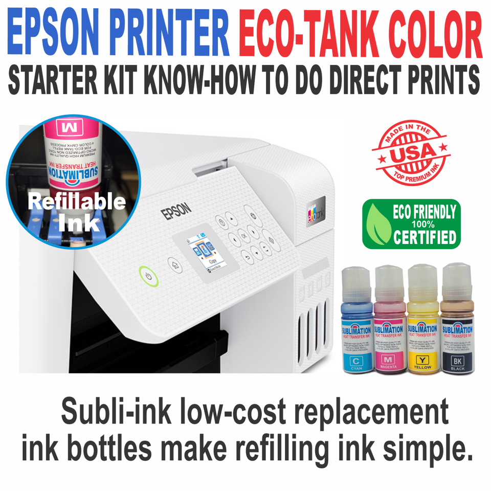 Epson Tank Printer with Subli-ink Starter Plus DTF T-Shirt Maker ...
