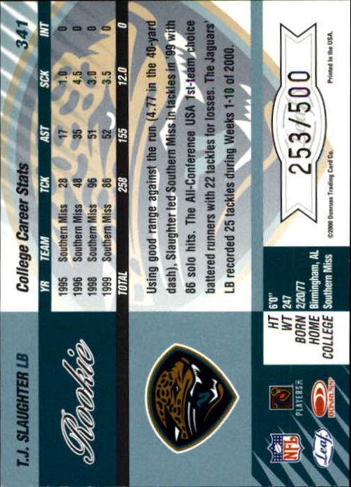 2000 Leaf Limited #341 T.J. Slaughter RC /500 - NM-MT | eBay