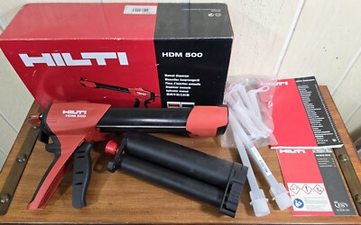 Hilti HDM 500 Anchor Adhesive Dispenser W/Tips & Used Tube HIT-CB-500 ...
