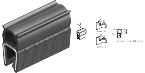 1011-49 EMKA Rubber EPDM Gasket Gasketing Edge Protection Profile Self ...
