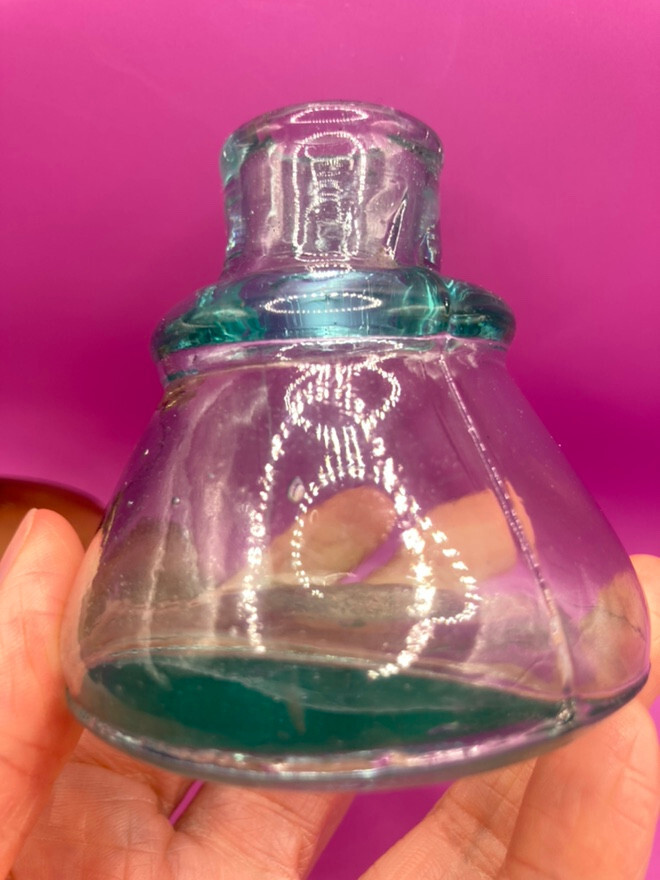 4 Antique & Vintage Glass Ink Well Bottles Unique Carter's Higgins Etc ...
