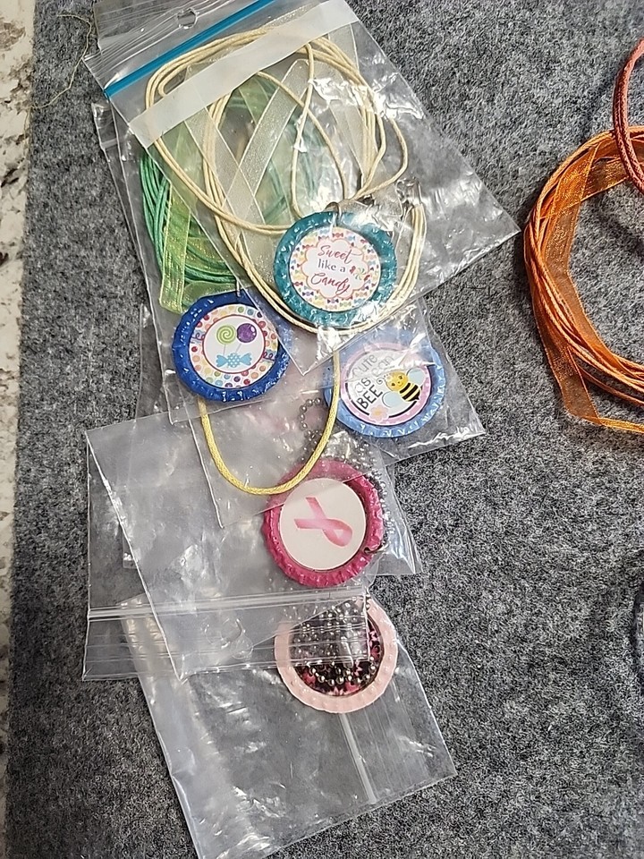Lot Of 10 Assorted Breast Cancer Awareness/Candy Bottle Cap Necklaces ...