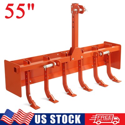 55" Box Blade 3 Point Box Scraper Grader Steel 6 Plow Shanks for Cat-0 ...
