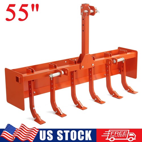 55" Box Blade 3 Point Box Scraper Grader Steel 6 Plow Shanks for Cat-0 ...