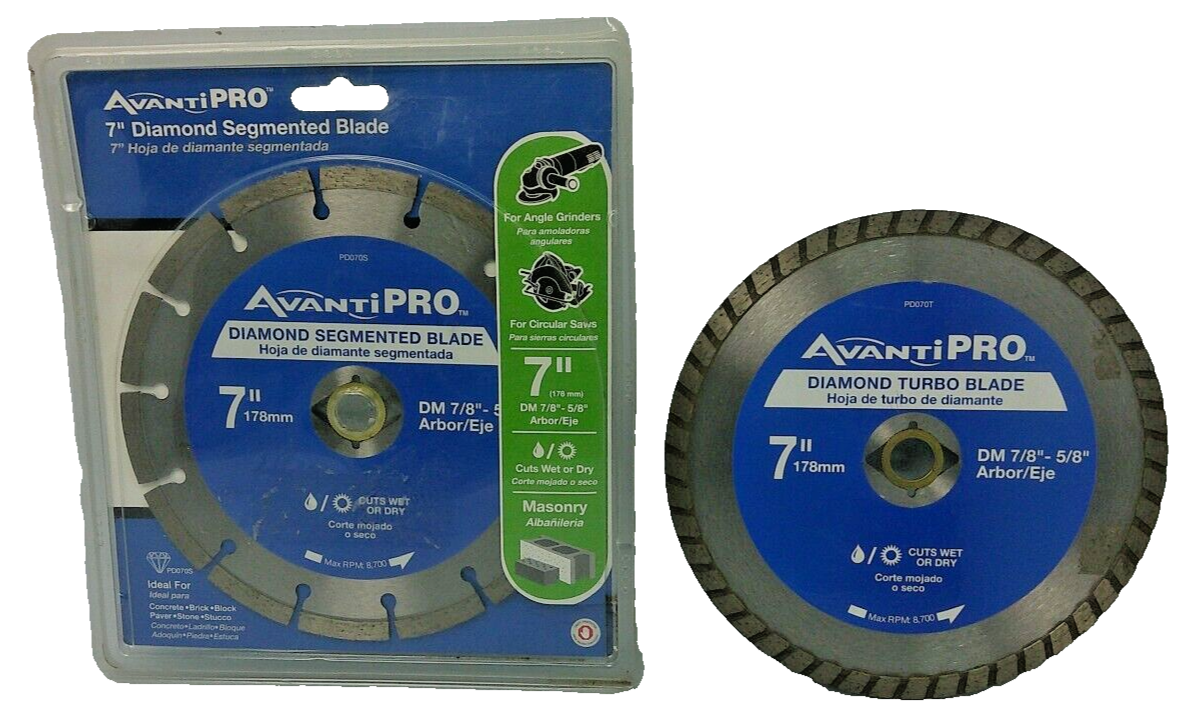 Mixed lot Avanti Pro Wet/Dry 7"Diamond Turbo Blade / 7" Segmented Blade ...