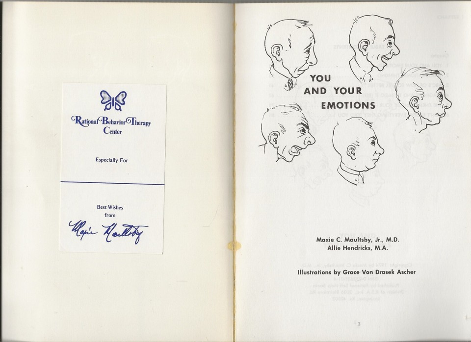 You and Your Emotions by Maxie C. Maultsby Jr., (1974, Rational Self ...