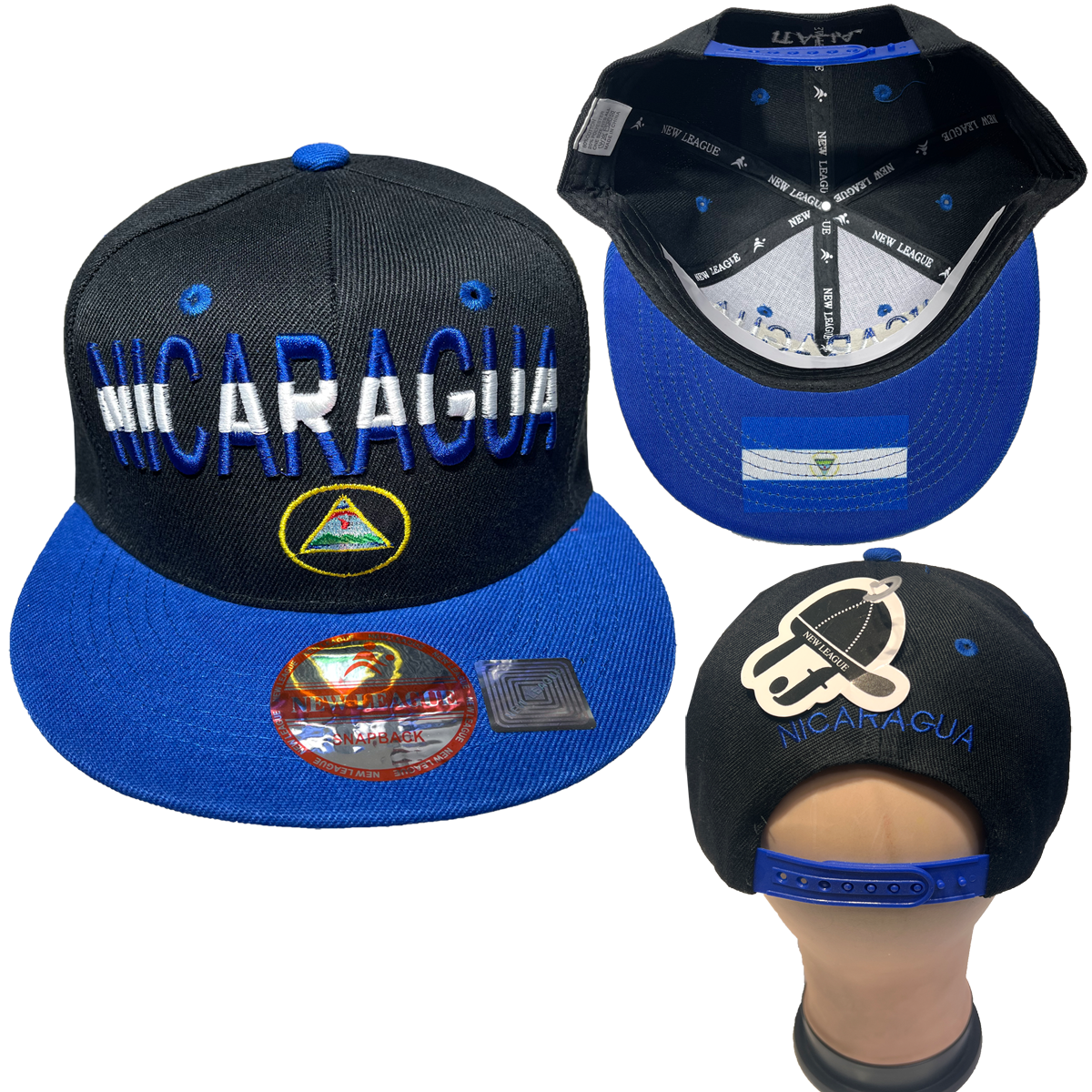 NICARAGUA Flag 3D Embroidered Snapback Adjustable Baseball Cap Hats LOT ...