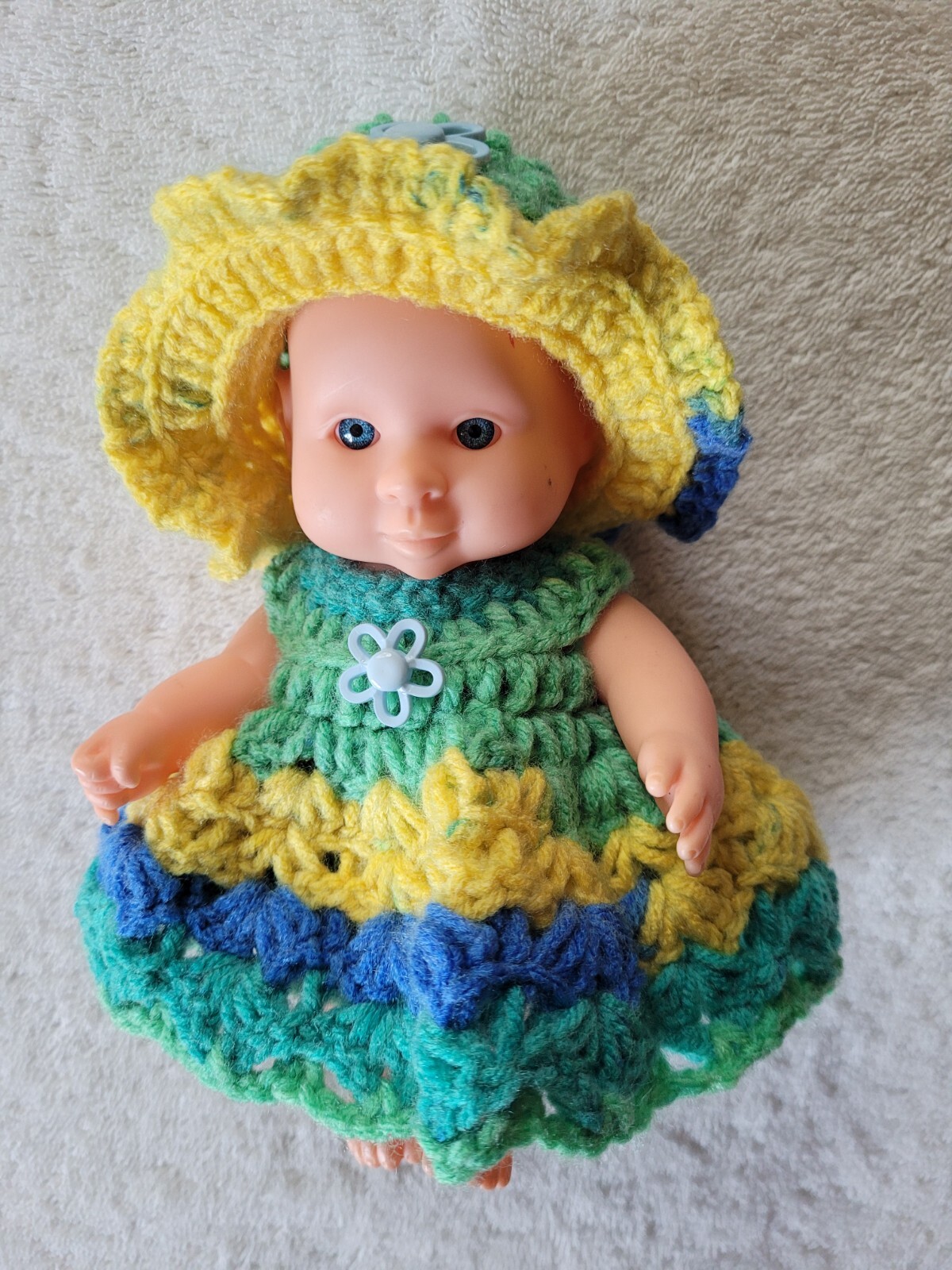 New Handmade 8 inch Baby Doll Set of 3 Multi Color Dresses, Bloomers ...