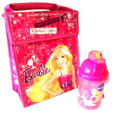 DISNEY BARBIE KIDS PUSH BUTTON DRINK BOTTLE CANTEEN & LUNCH BAG | eBay