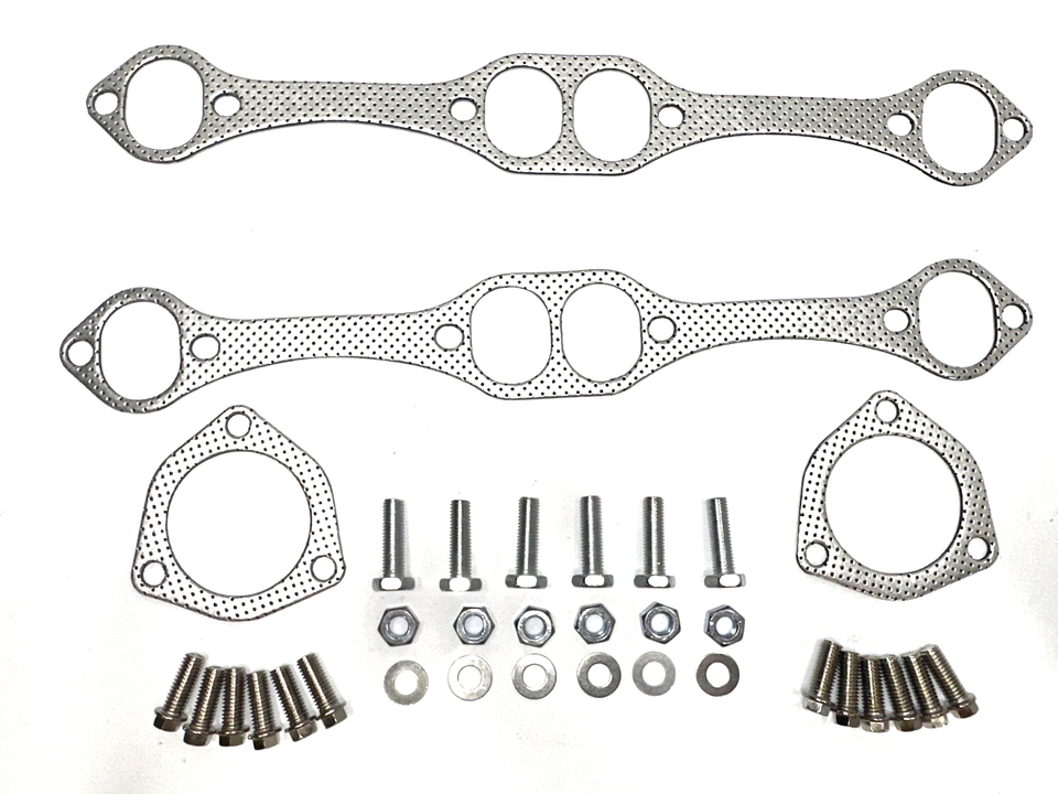 Chevy SBC 265 283 305 327 350 400 V8 1955+ up Header Gasket + Hardware ...