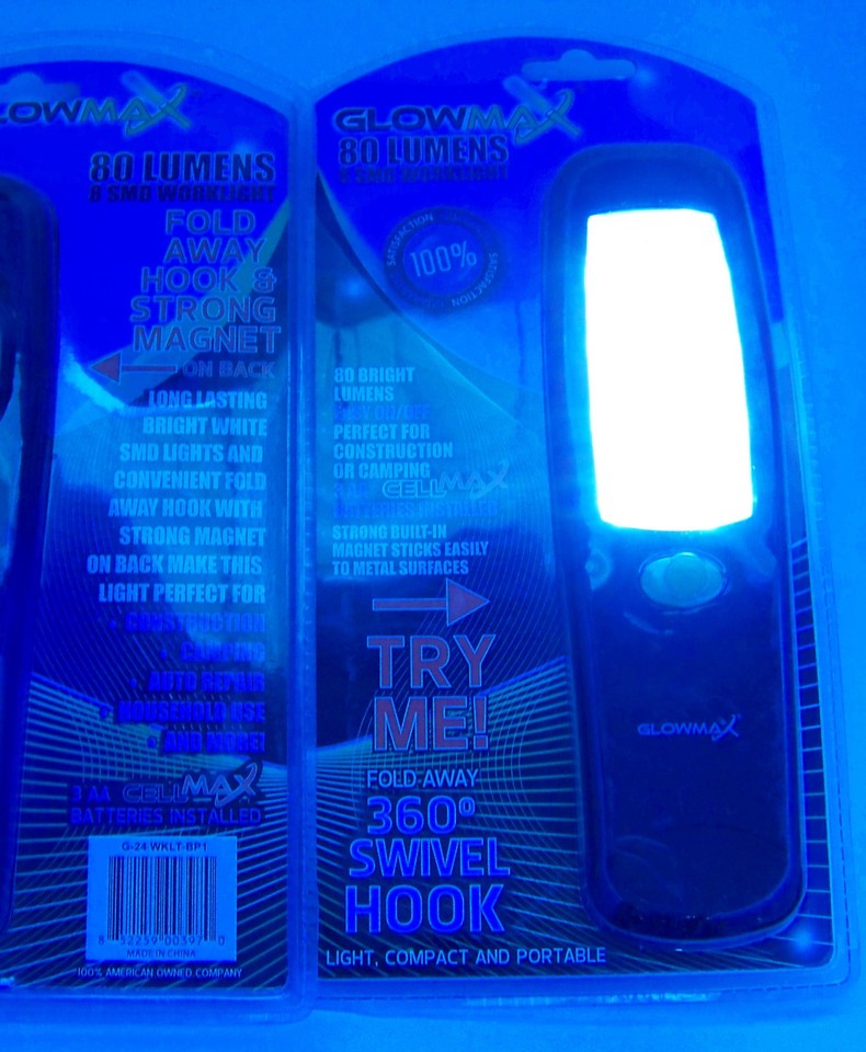 LED PORTABLE CORDLESS WORK LIGHT Flashlight with HANGER HOOK and Magnet ...