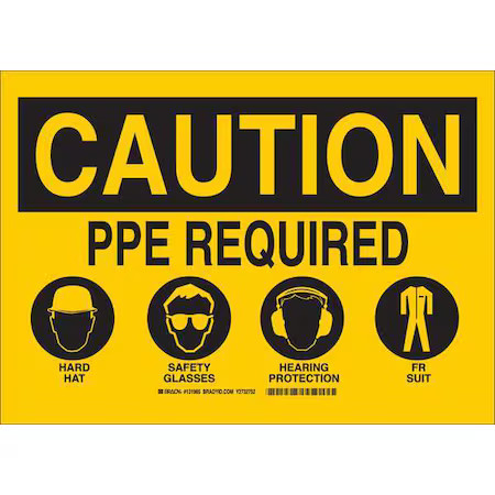 BRADY 131985 Caution Sign, 10"HX14"W, Sticking Plystr, Width: 14 ...
