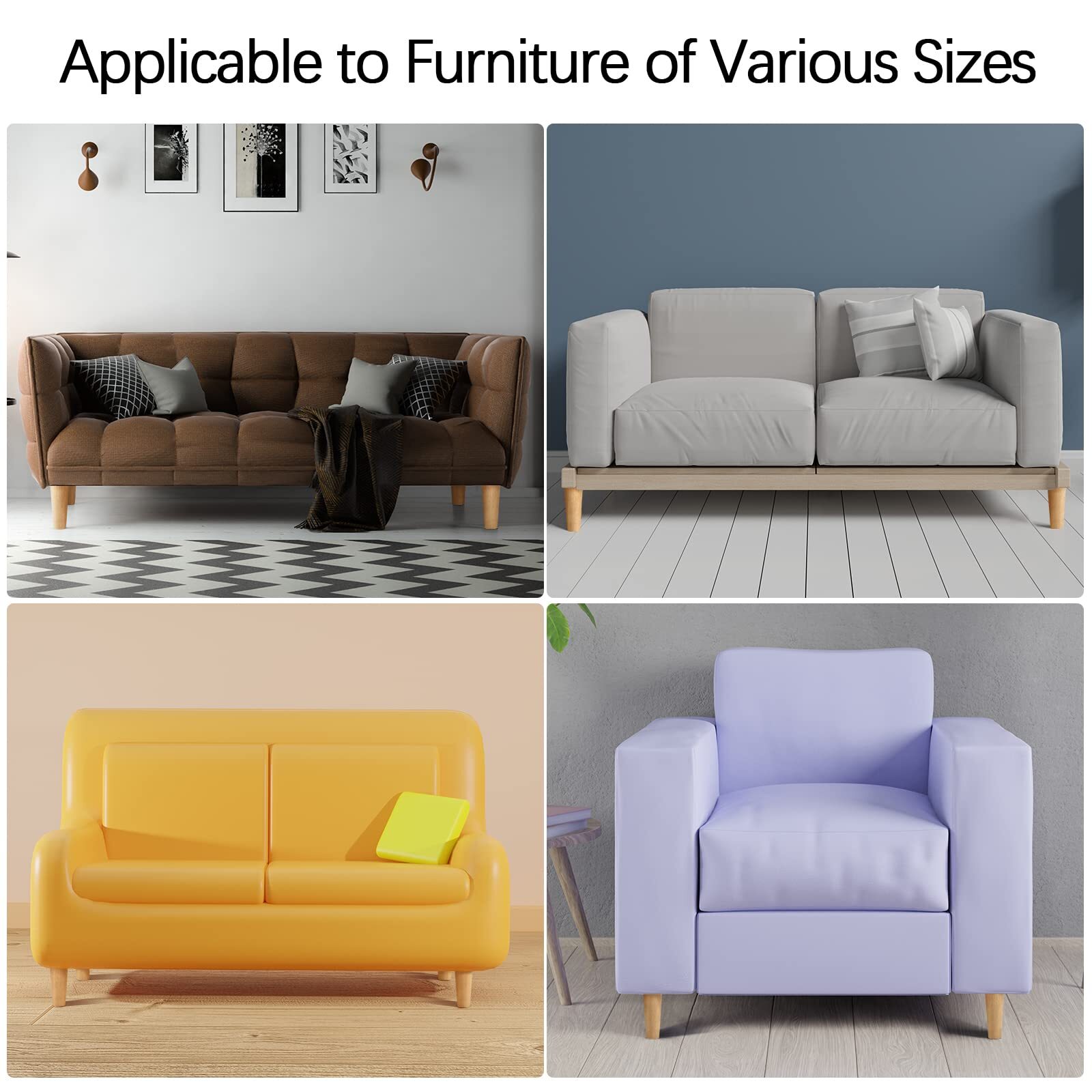 8 Pieces Furniture Legs 6 Inches Round Solid Wood Furniture Feet Couch ...