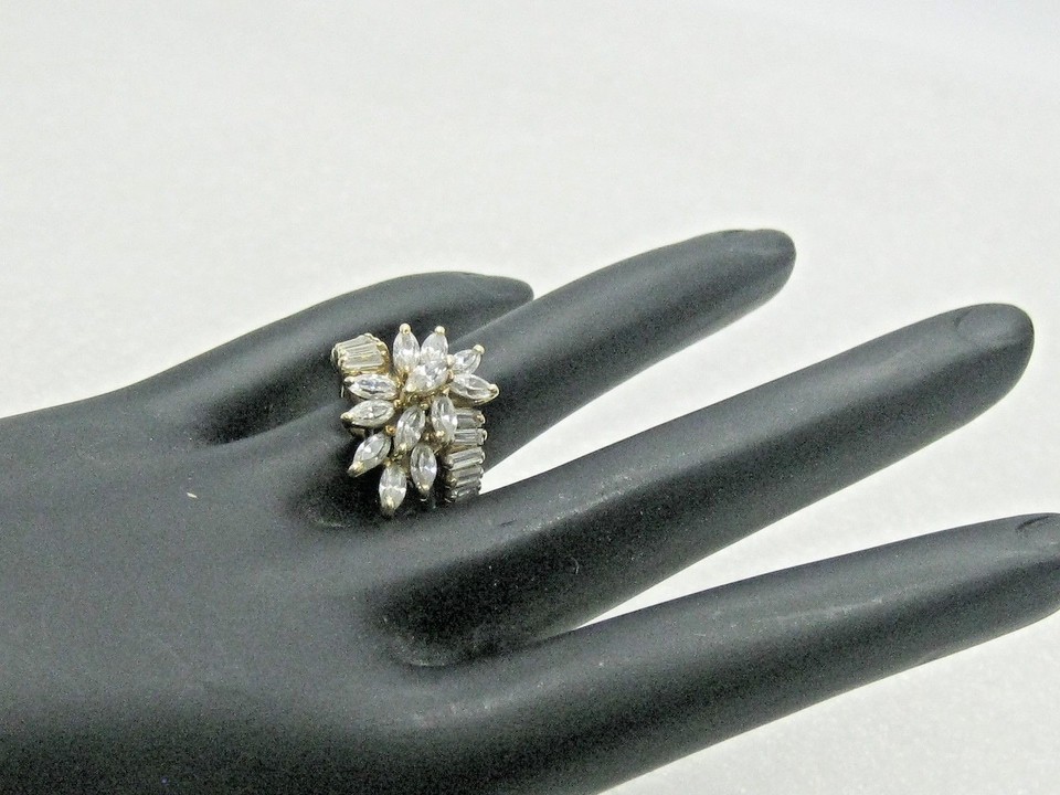 14kt Cubic Zirconia Engagement/Waterfall Ring, Sz. 5.5, 6.10 grams ...