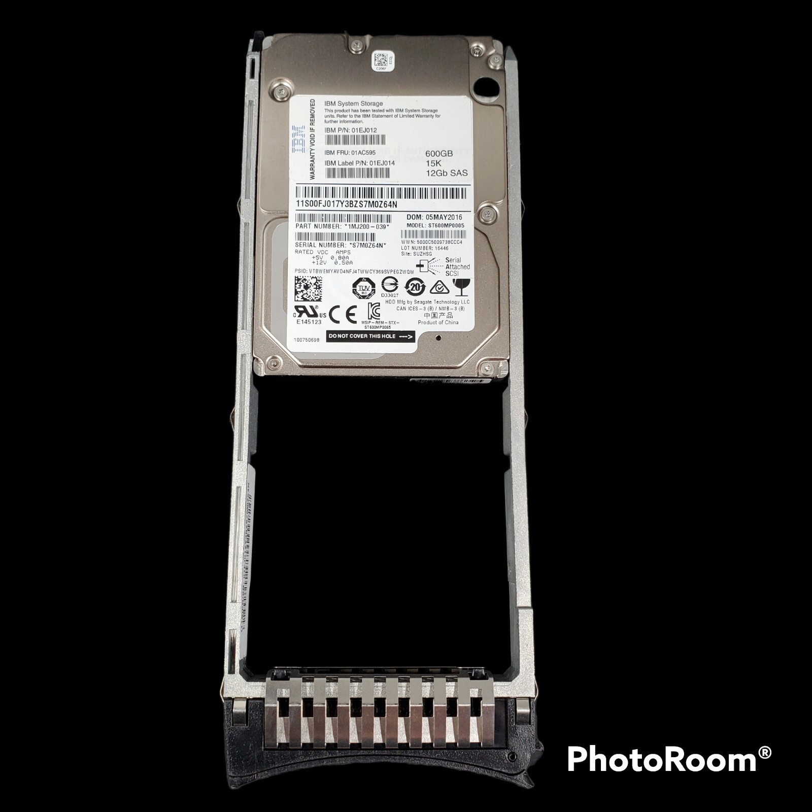 IBM Lenovo 600GB 2.5" 15K SAS FRU 01AC595 Hard Drive Tray ST600MP0005 ...