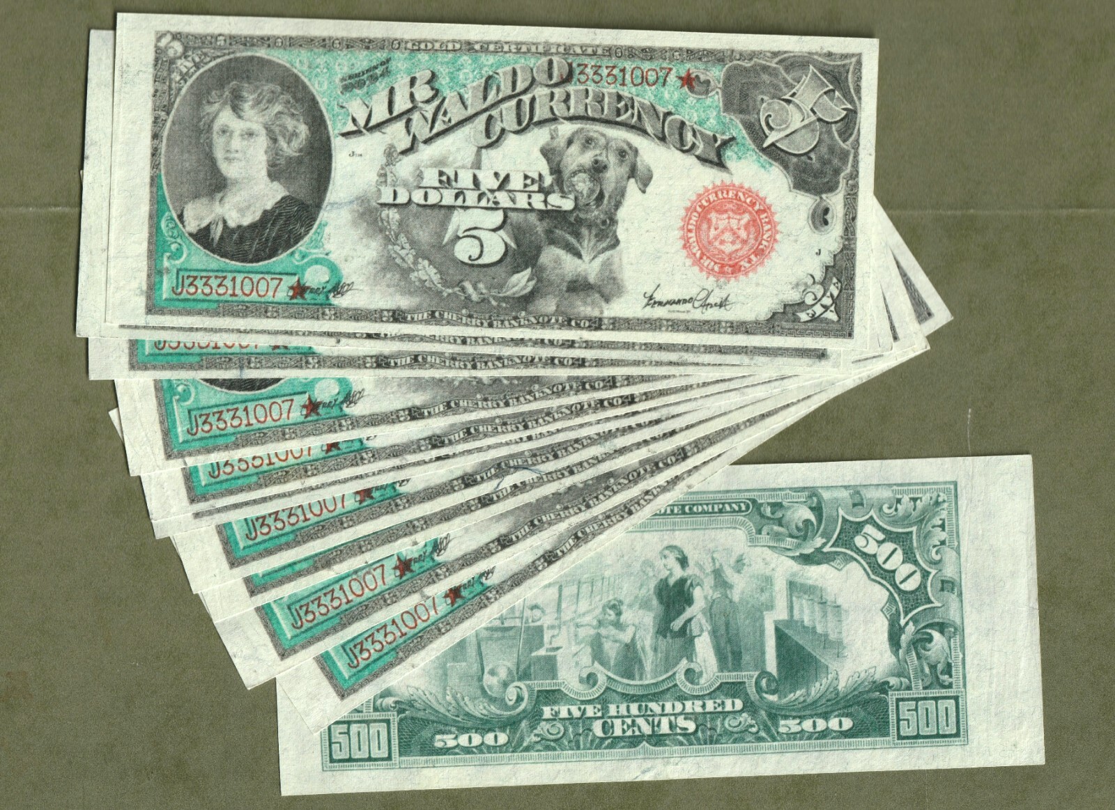Mr. Waldo Currency, Custum Hand Drawn BankNote COPY w/ Real Blue Fiber ...