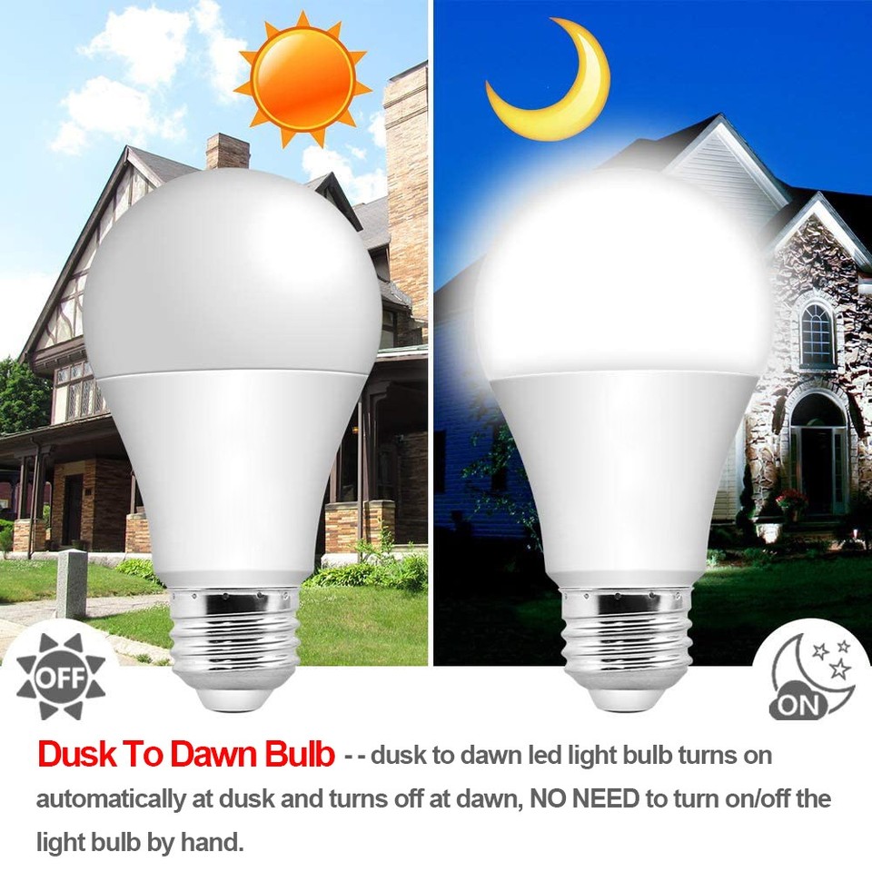 E27 Radar Motion Sensor LED Light Bulbs Dusk to Dawn 12W 6000K Screw ...