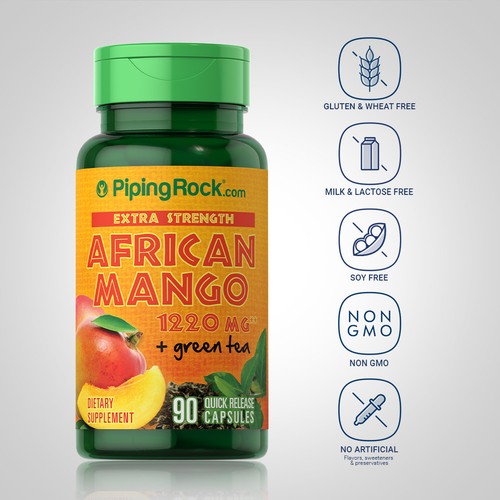 African Mango Extract | 1220mg | 90 Capsules | Plus Green Tea | by ...