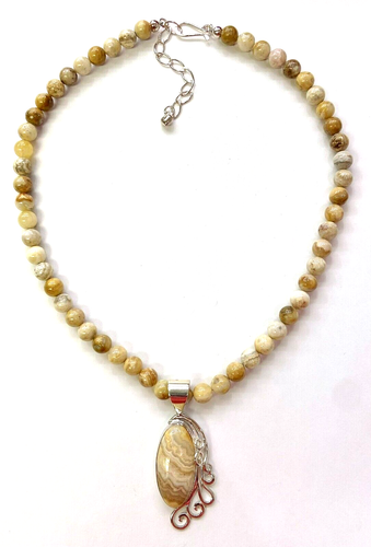 HSN Jay King Sterling Silver Java Lace Agate Pendant with Necklace | eBay