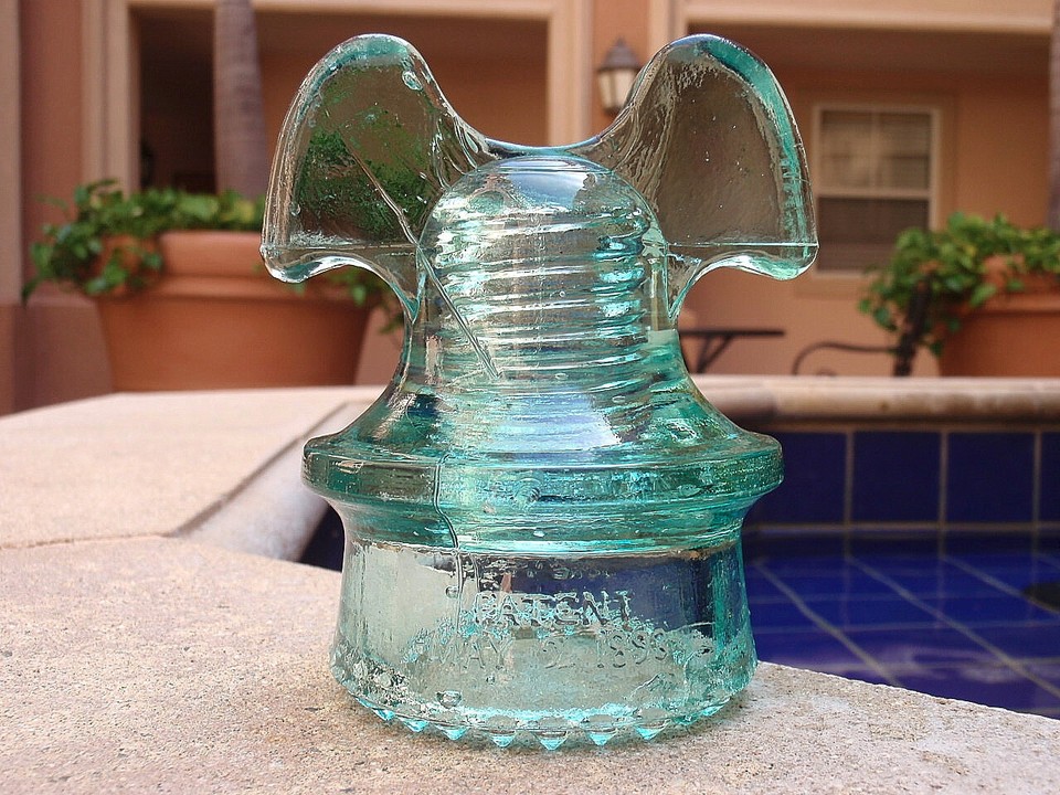 SPARKLING SKYLIGHT AQUA PATENT 1890 1893 MICKEY MOUSE EARS Glass ...