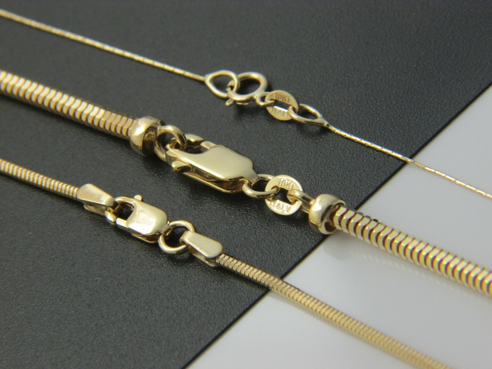 solid 10k gold snake necklace chain 3 thickness to choose real 10kt ...