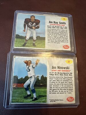 1962 post football cards - Jim Ninowski; Jim Ray Smith | eBay