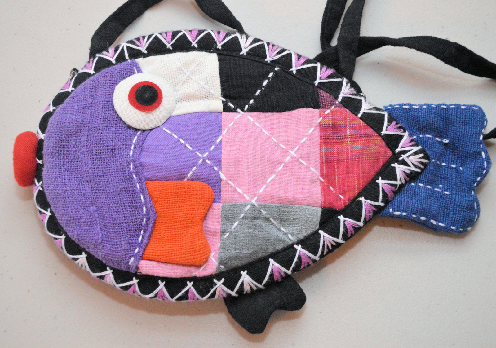 Zippered Fish Purse Multicolor Bag 11 inch Fair Trade | eBay