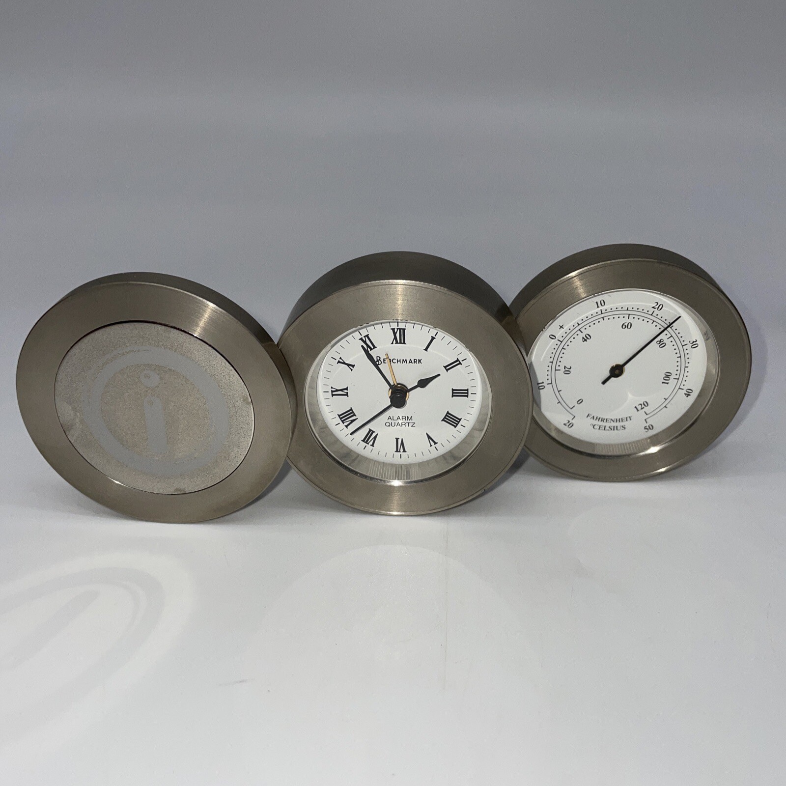 Benchmark Clock Thermometer Silver Tone The Sterling Trio Collection ...