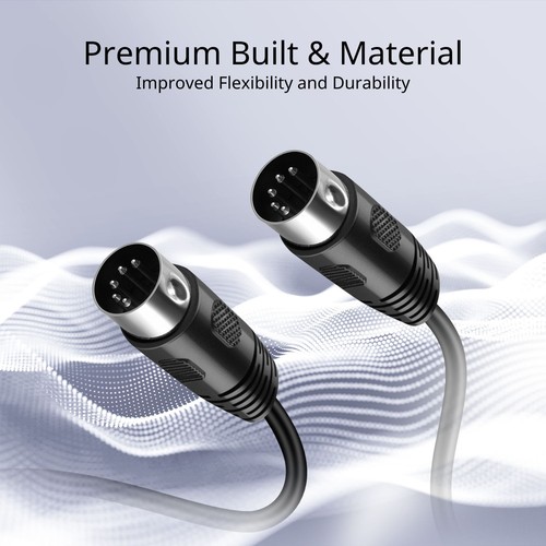 MIDI Cable 5 Pin DIN Male Audio Connector Interface Jack Plug Wire Cord ...