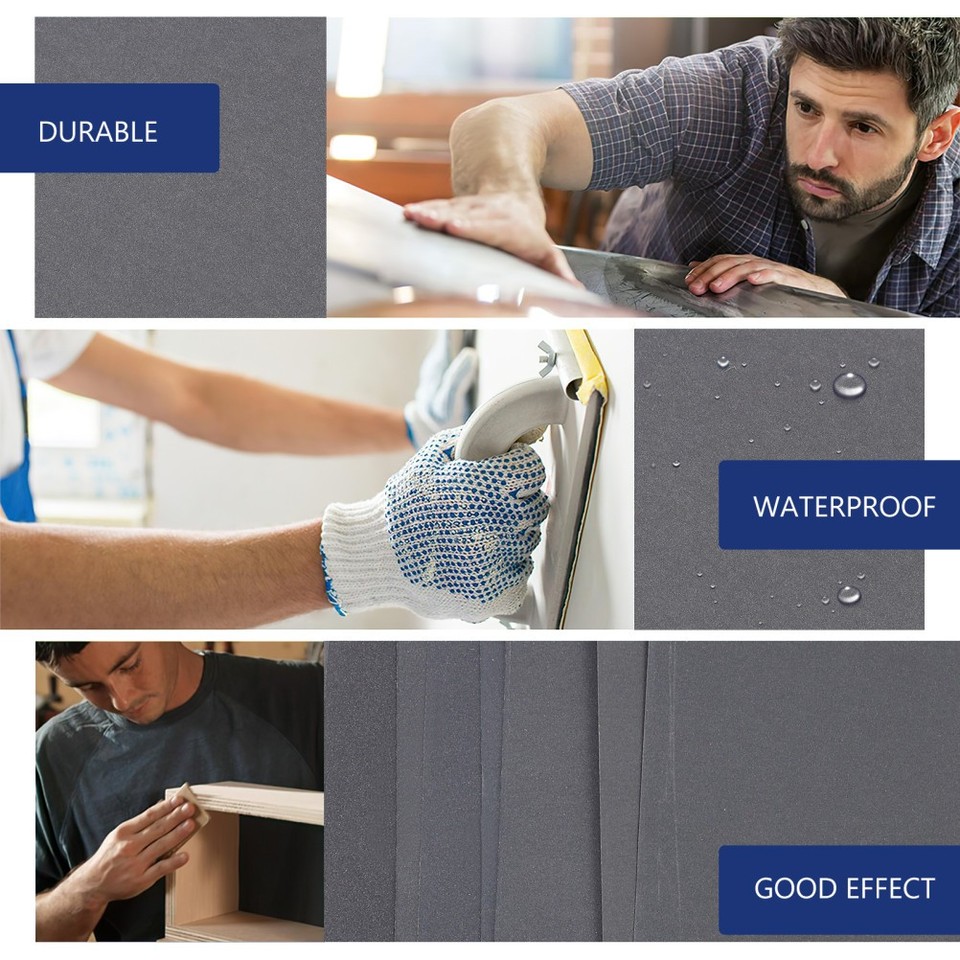 12 Sheets Sanding Paper for Wood Waterproof Abrasive Wet Sandpaper ...