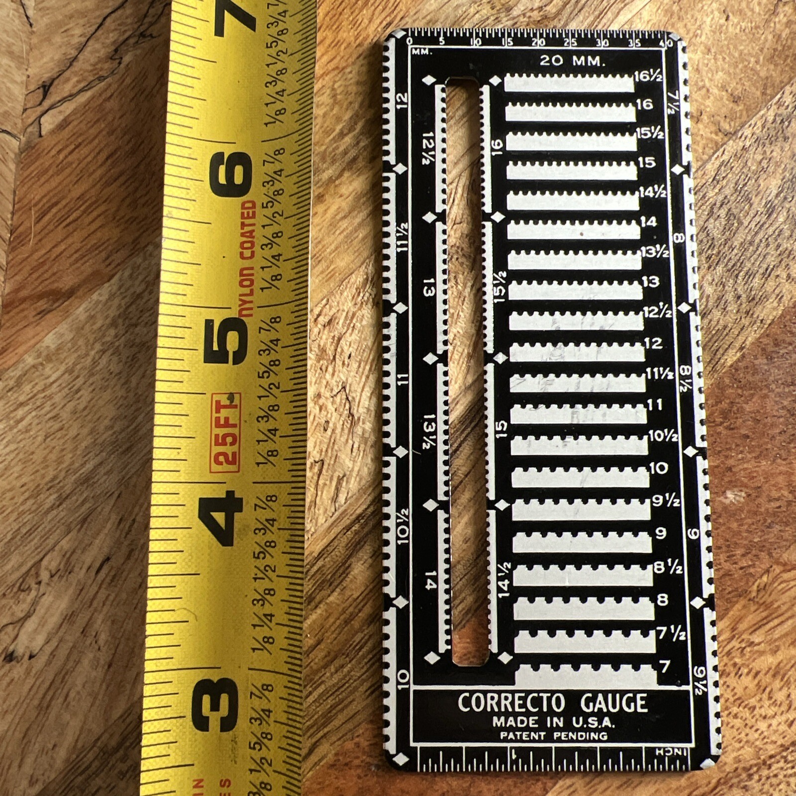 CORRECTO GAUGE MADE IN USA PATENT PENDING BRASS & BLACK GRADUATED TOOL ...