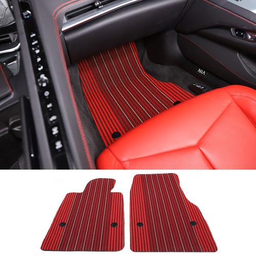 2PCS Red TPE Front Silk Circle Foot Mats Trim For Corvette C8 2020-2023 ...