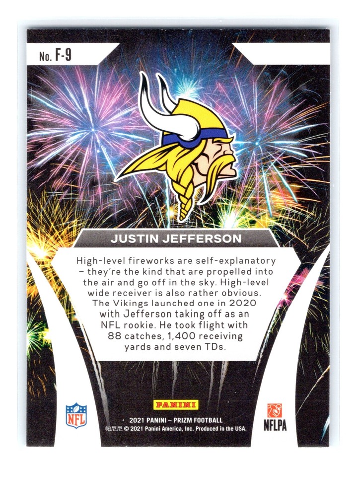 2021 Panini Prizm Football #F-9 Justin Jefferson Fireworks Minnesota ...