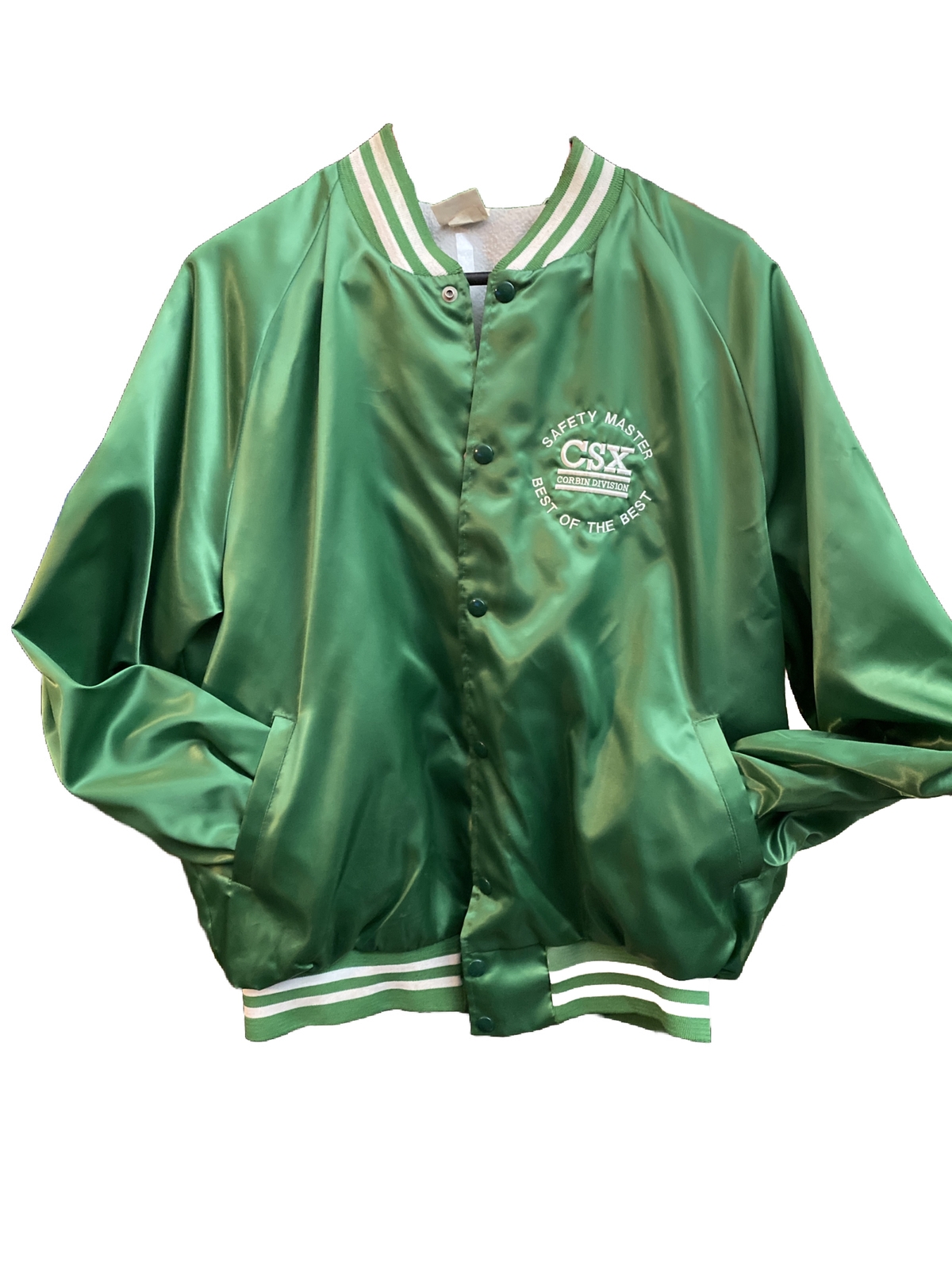 CSX Transportation Nylon Varsity 80s Vintage XL Green… - Gem