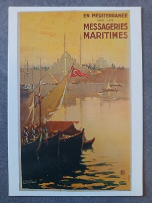 (CP136) Carte affiche Illustrateur En Méditerranée par les Messageries ...