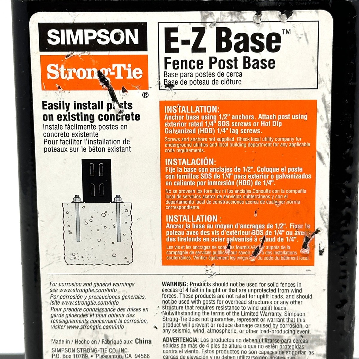 Anclaje Para Poste Simpson 4x4
