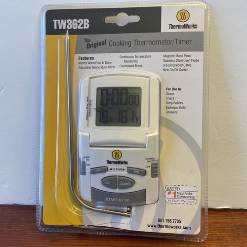 ThermoWorks TW362B Digital Display Kitchen Cooking Thermometer/Timer ...
