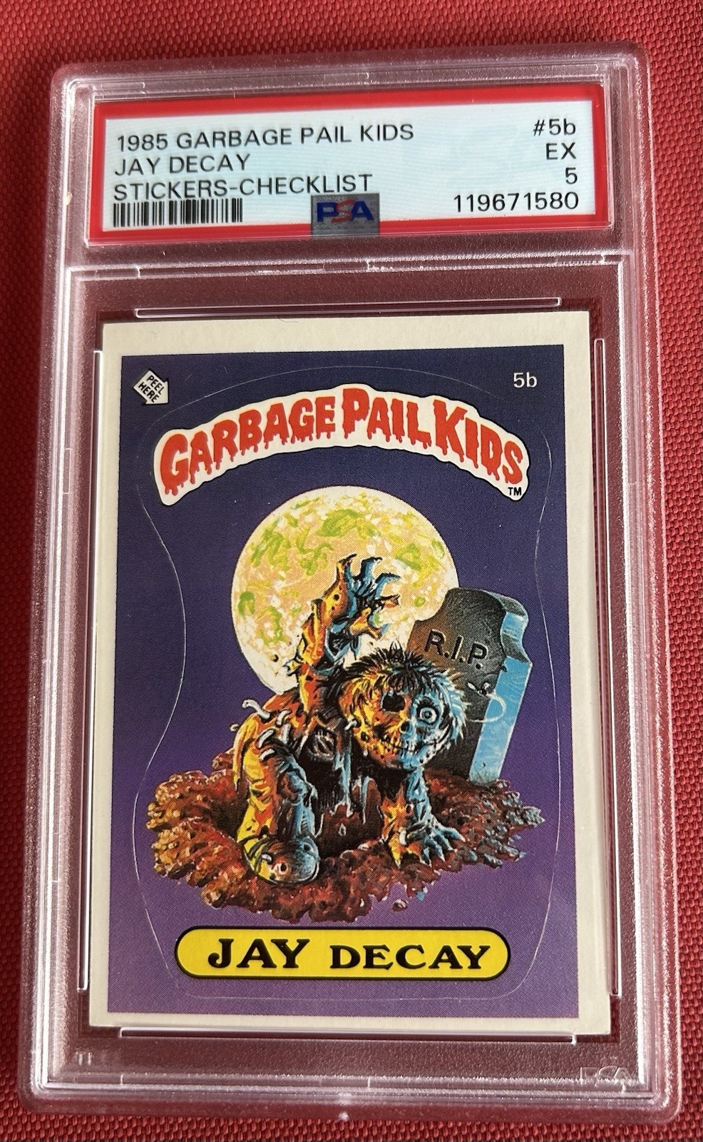 Topps 1985 Jay Decay Garbage Pail Kids OS1 Series 1 #5B PSA 5 Excellent ...