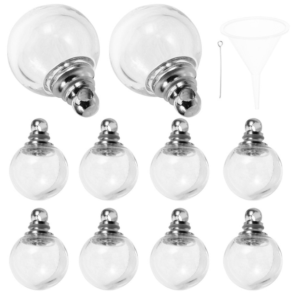 10 Pcs Glass Ball Charms Diy for Jewelry Making Filling Bottle Balls ...