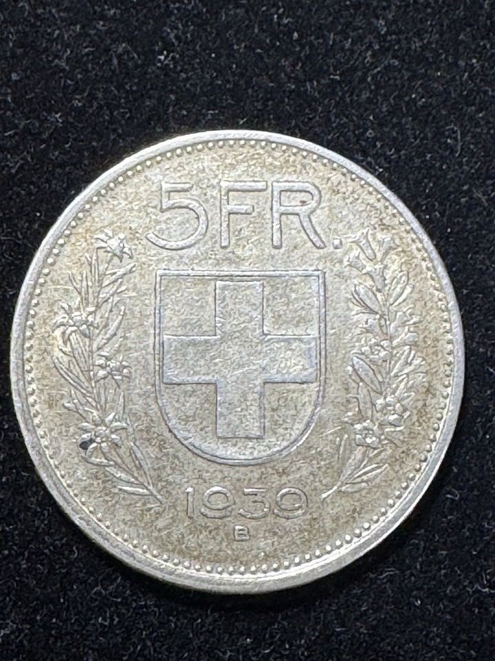 ** SWITZERLAND 1939 .B , 5 FRANCS SILVER ** | eBay