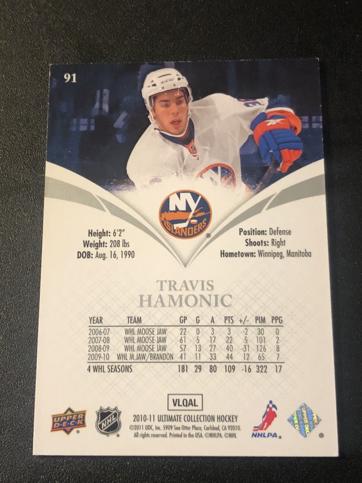 2010-11 Ultimate Collection Ultimate Rookies /399 Travis Hamonic #91 ...