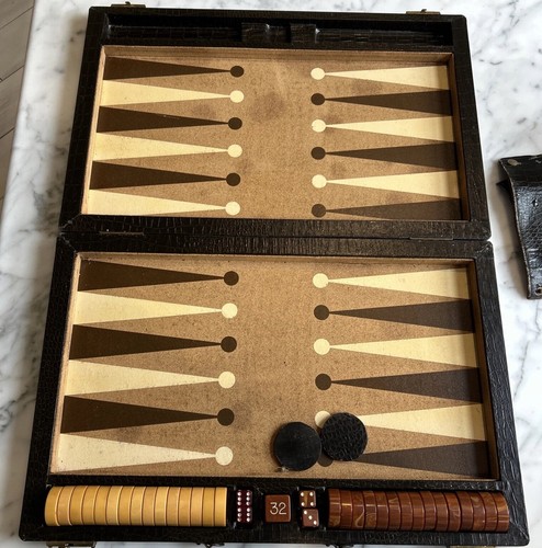 Vintage Bakelite Backgammon Set 1.5" Swirl Brown & Butterscotch Pieces & Dice | eBay