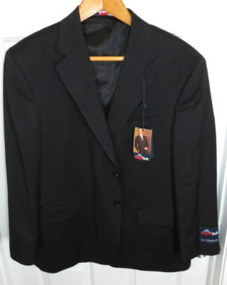 NEW $260 Size 46S Stafford Mens Suit Jacket Black super 100's Wool 46 ...