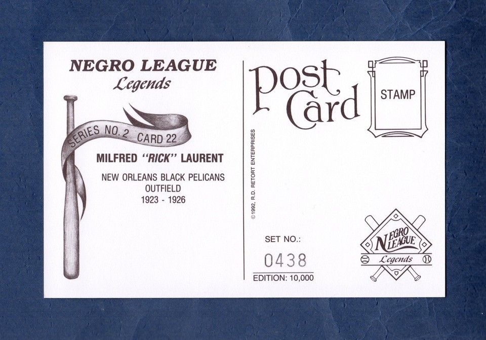 MILFRED LAURENT, N.O. Black Pelican/FC~Negro League sepia postcard ...