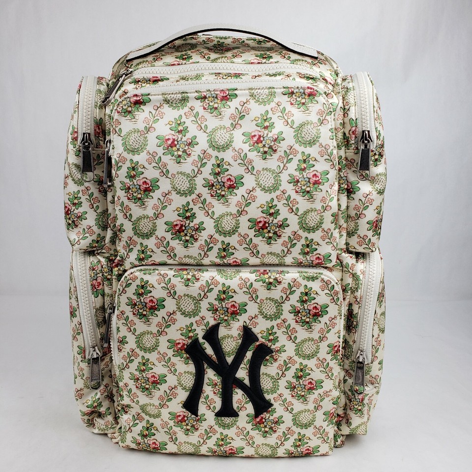 Gucci Cream Satin Floral NY Yankees Patch Large Backpack 536743 9068 N ...