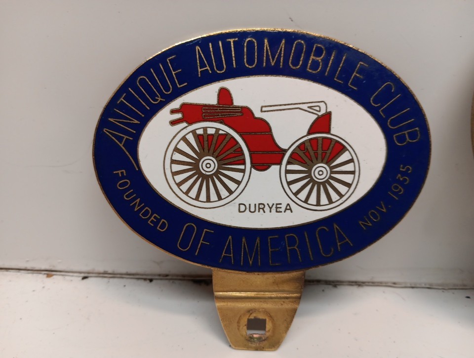 2 Antique Automobile Club of America BRASS CERAMIC License Plate ...