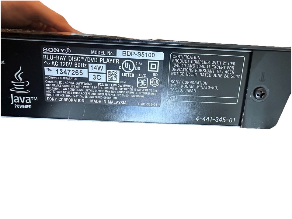 Sony BDP-S5100 3D Blu-Ray Player Wi-Fi Streaming HDMI- Tested | eBay
