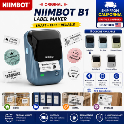 NIIMBOT B1 Wireless Label Maker, Inkless Bluetooth Thermal Printer ...